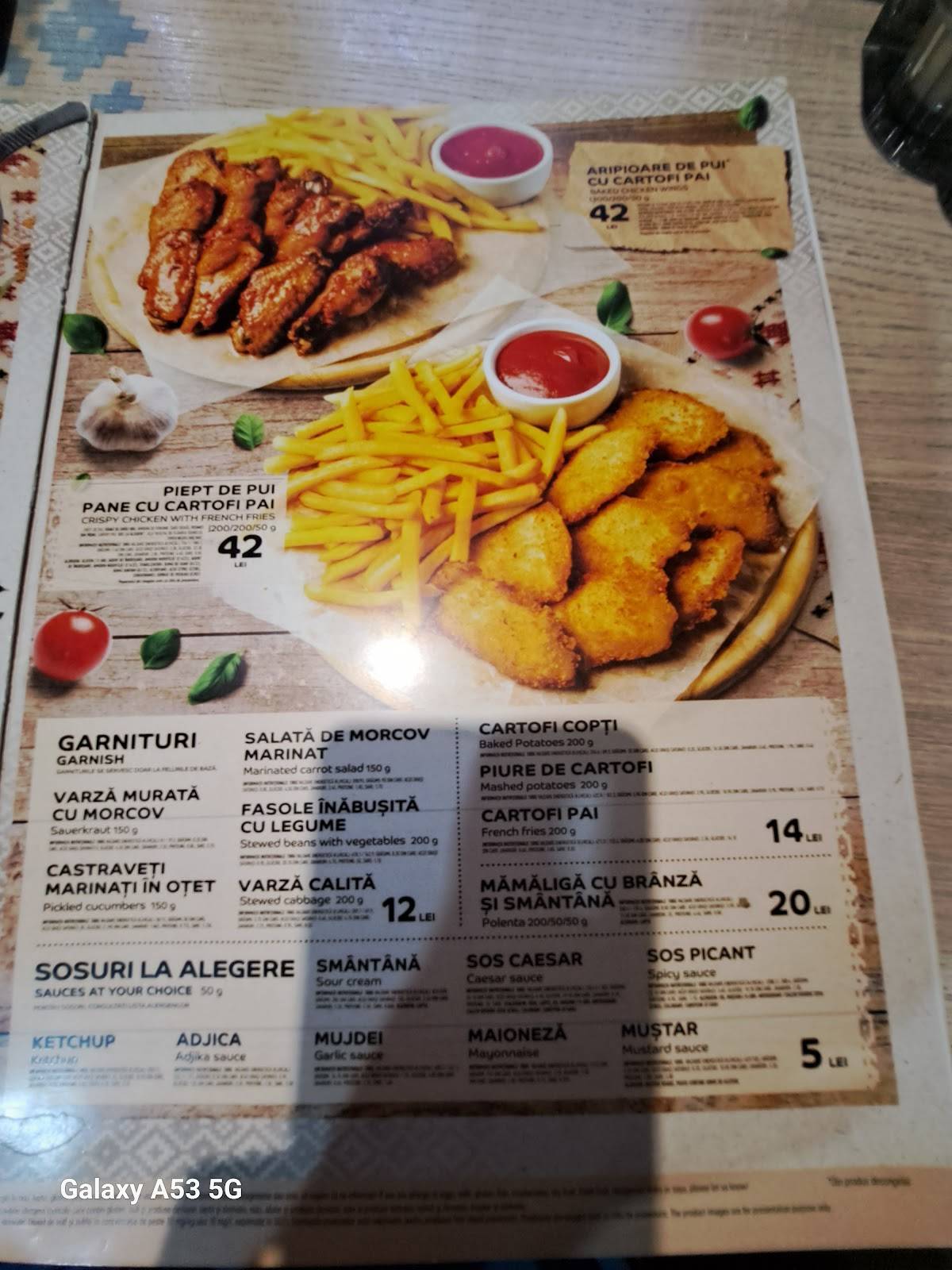 Menu at La Plăcinte, Bucharest, AFI Park 2 Strada