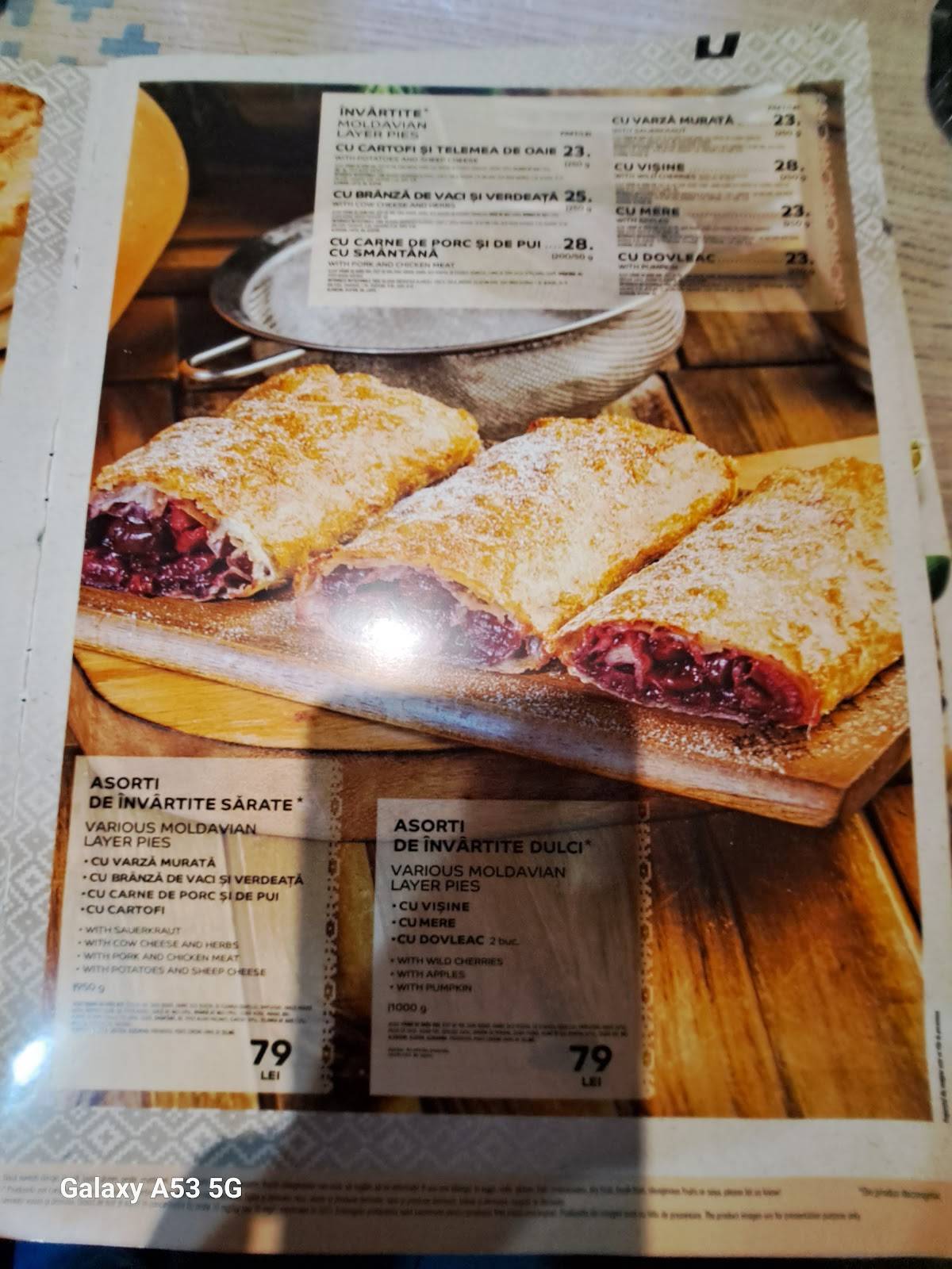 Menu at La Plăcinte, Bucharest, AFI Park 2 Strada