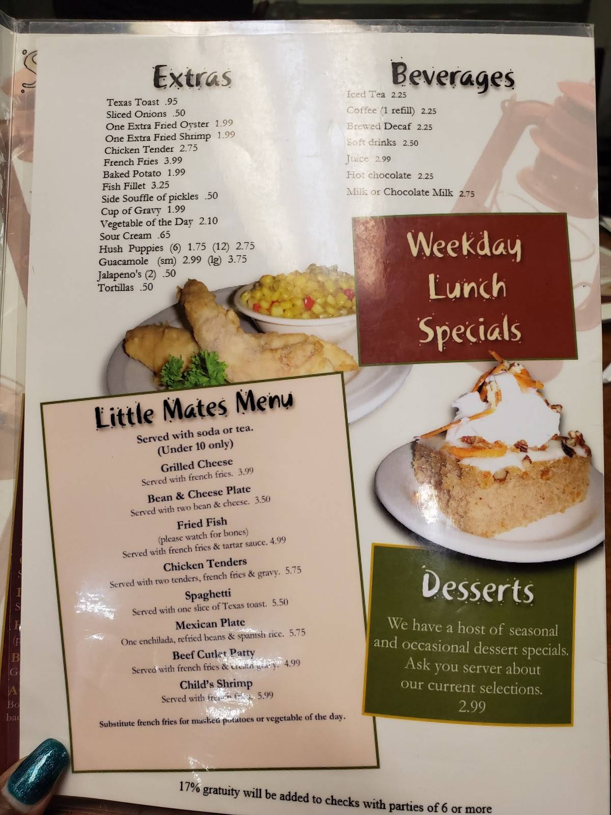 Menu at Bud Jones Restaurant, San Antonio