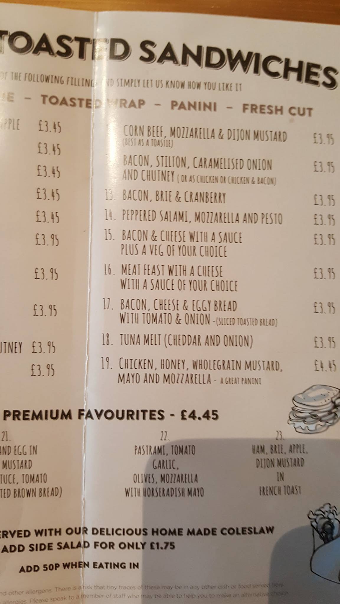 Menu at Buddha Bar, Bridlington