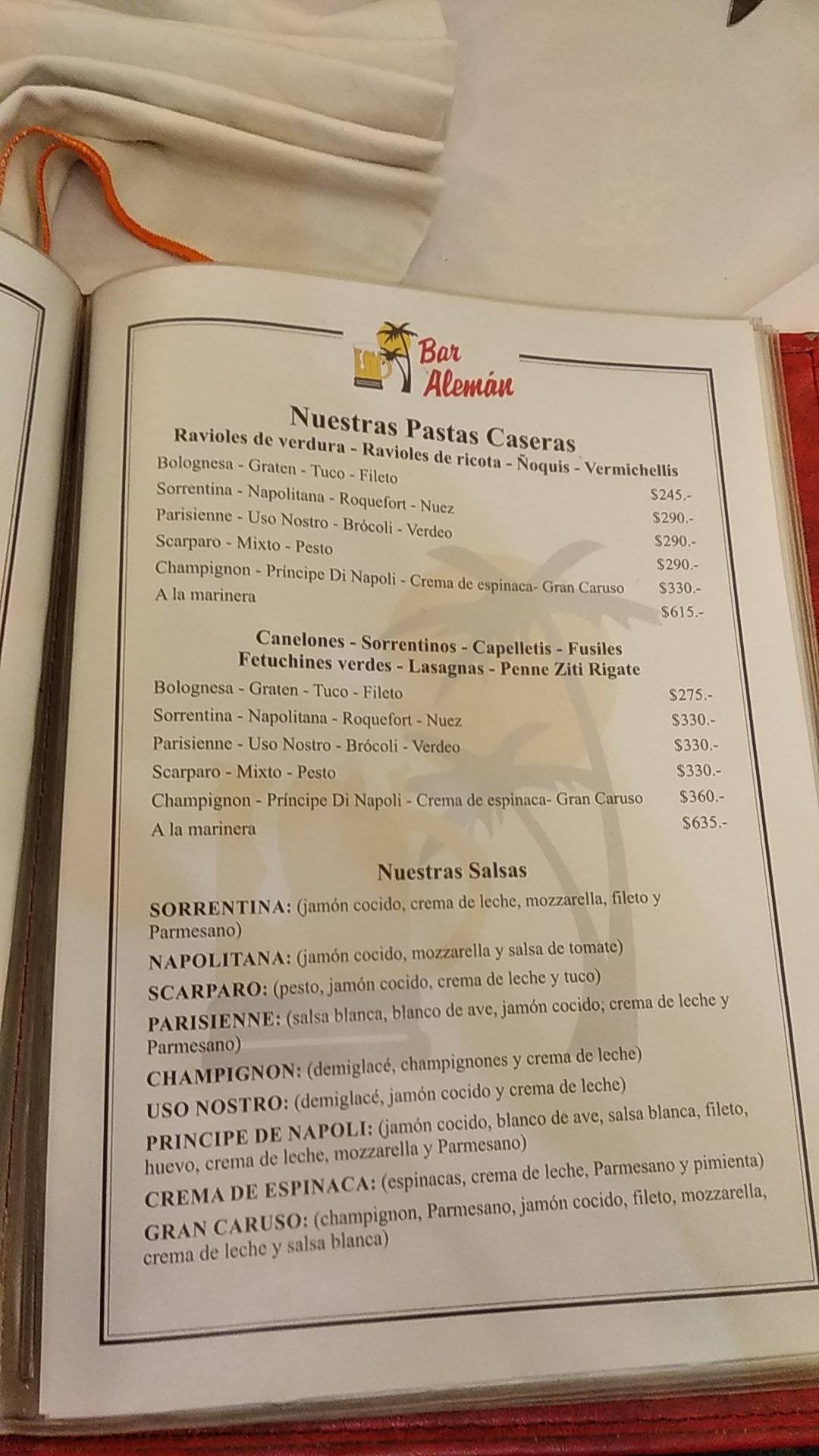 Carta de Bar Alemán, Buenos Aires, Av. 5992