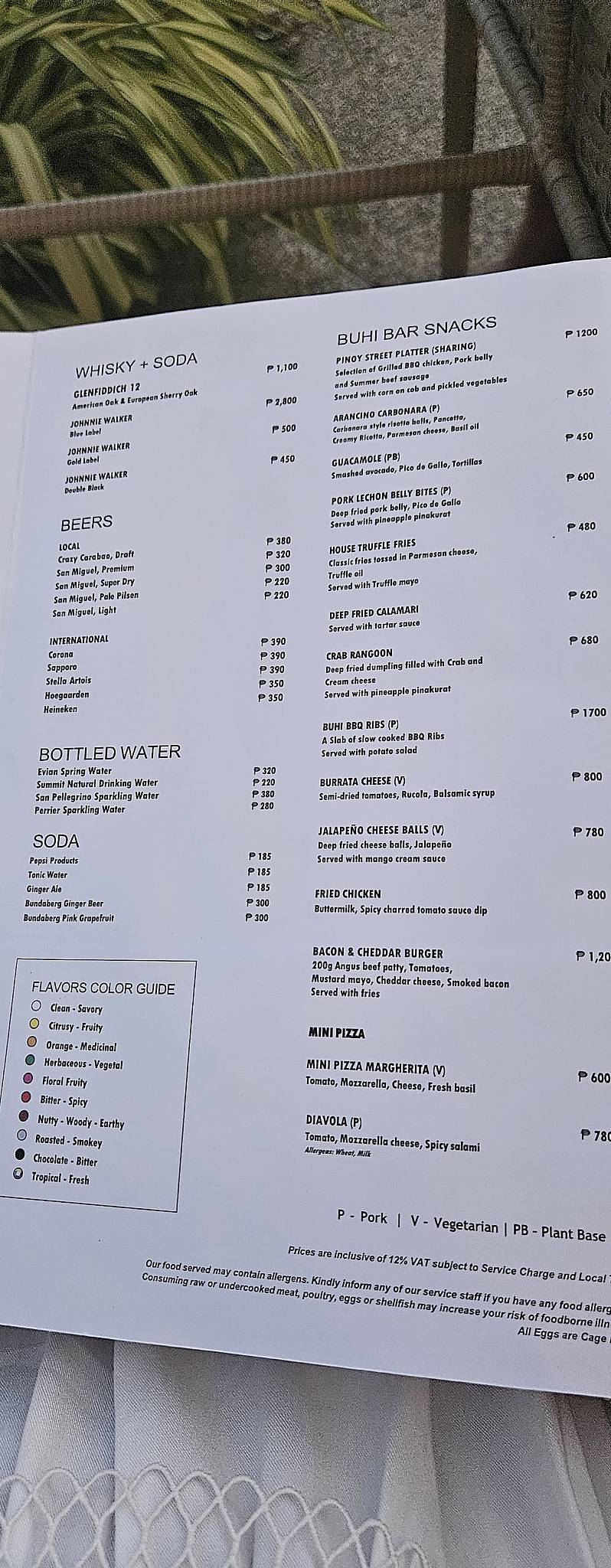 Menu at Buhi Cave Bar, Lapu-Lapu City