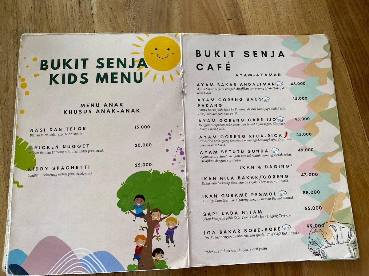 Menu at Bukit Senja Cafe, Indonesia