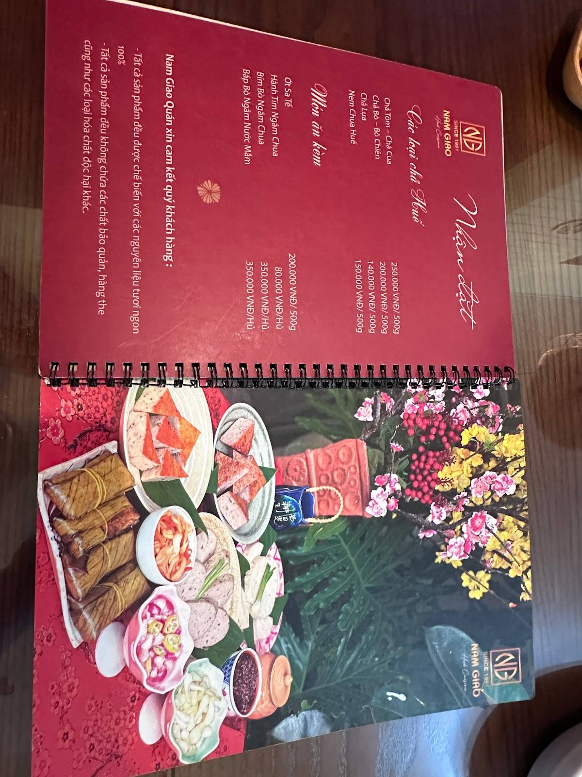 Menu at Bun Bo Hue restaurant, Ho Chi Minh City, 242 Đ. Đề Thám