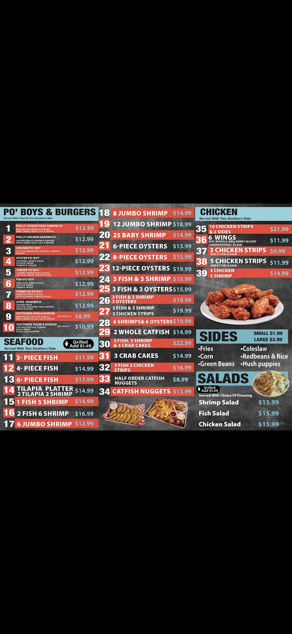 Menu at Buoy’s southern kitchen & more restaurant, Granite City