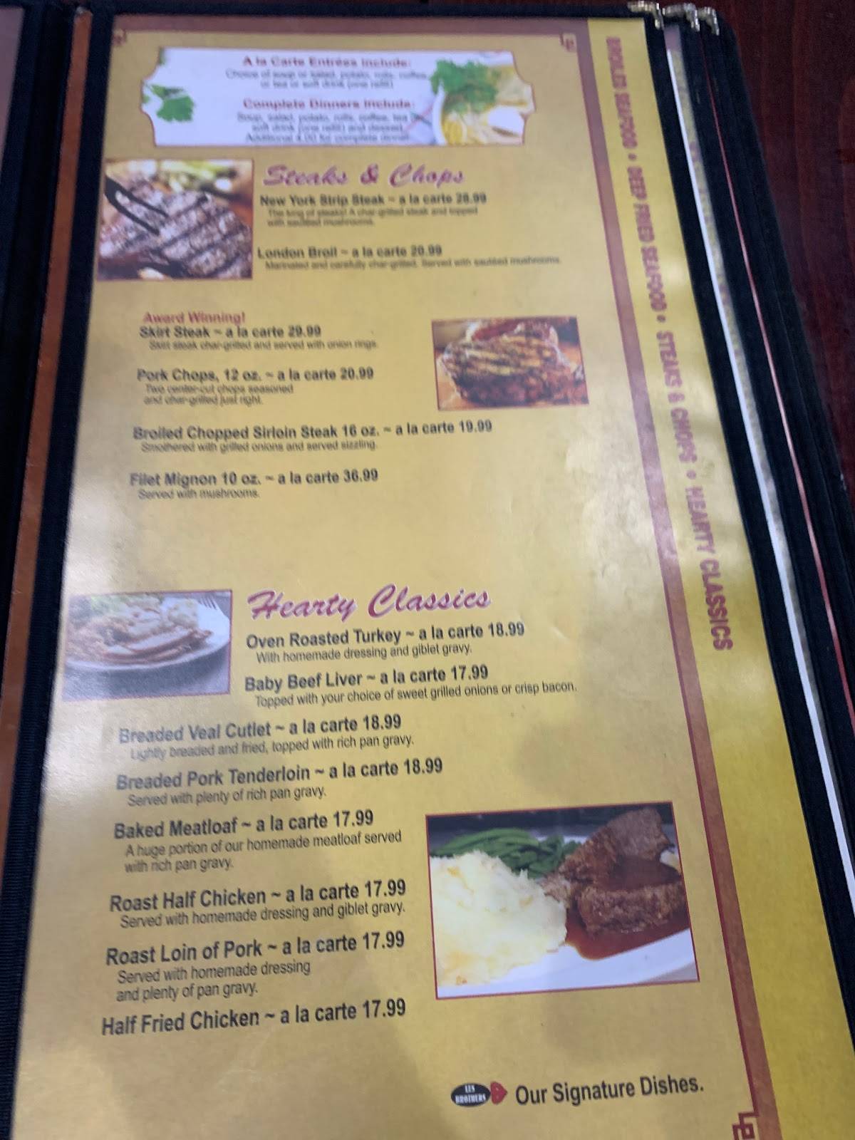 Menu at Les Brothers Restaurant, Oak Lawn, S Ridgeland Ave