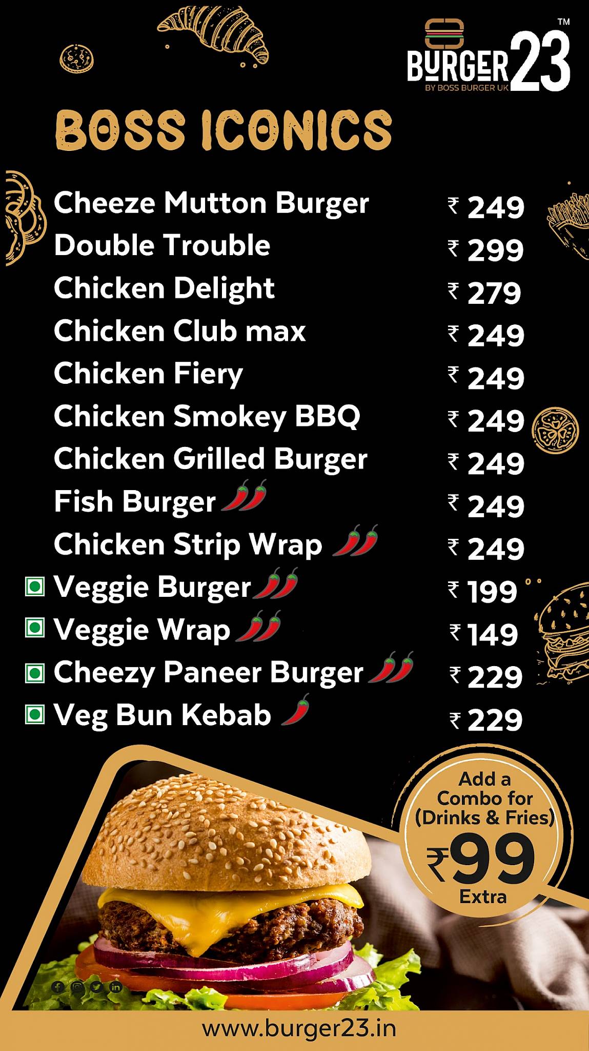 Menu at Burger 23, Chennai
