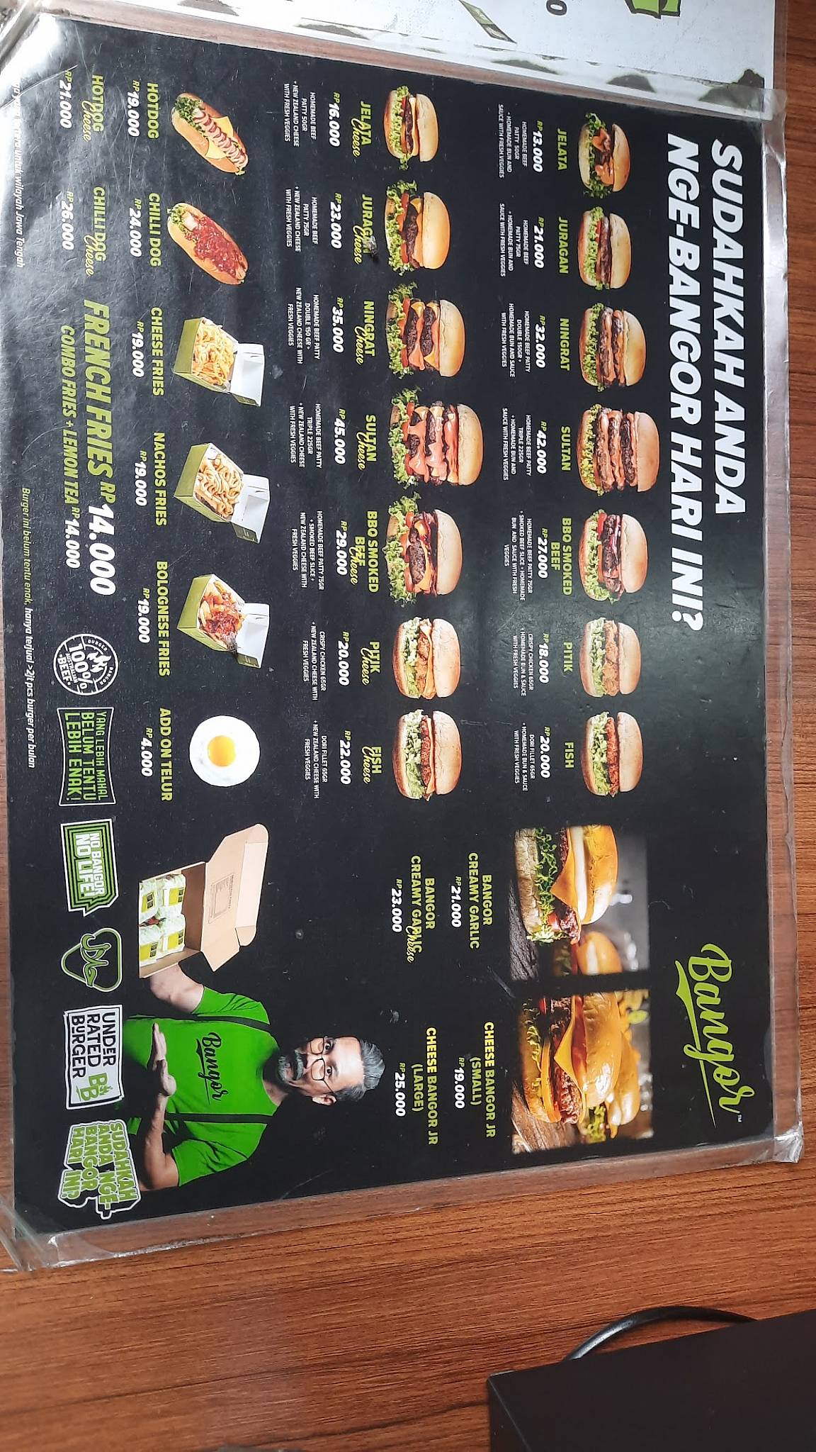Menu at Burger Bangor Taman Siswa restaurant, Sewon