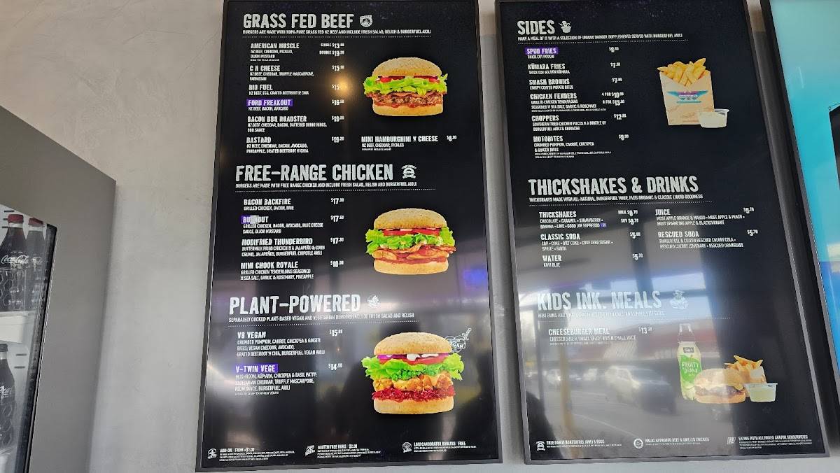 Menu at BurgerFuel Whanganui restaurant, Whanganui