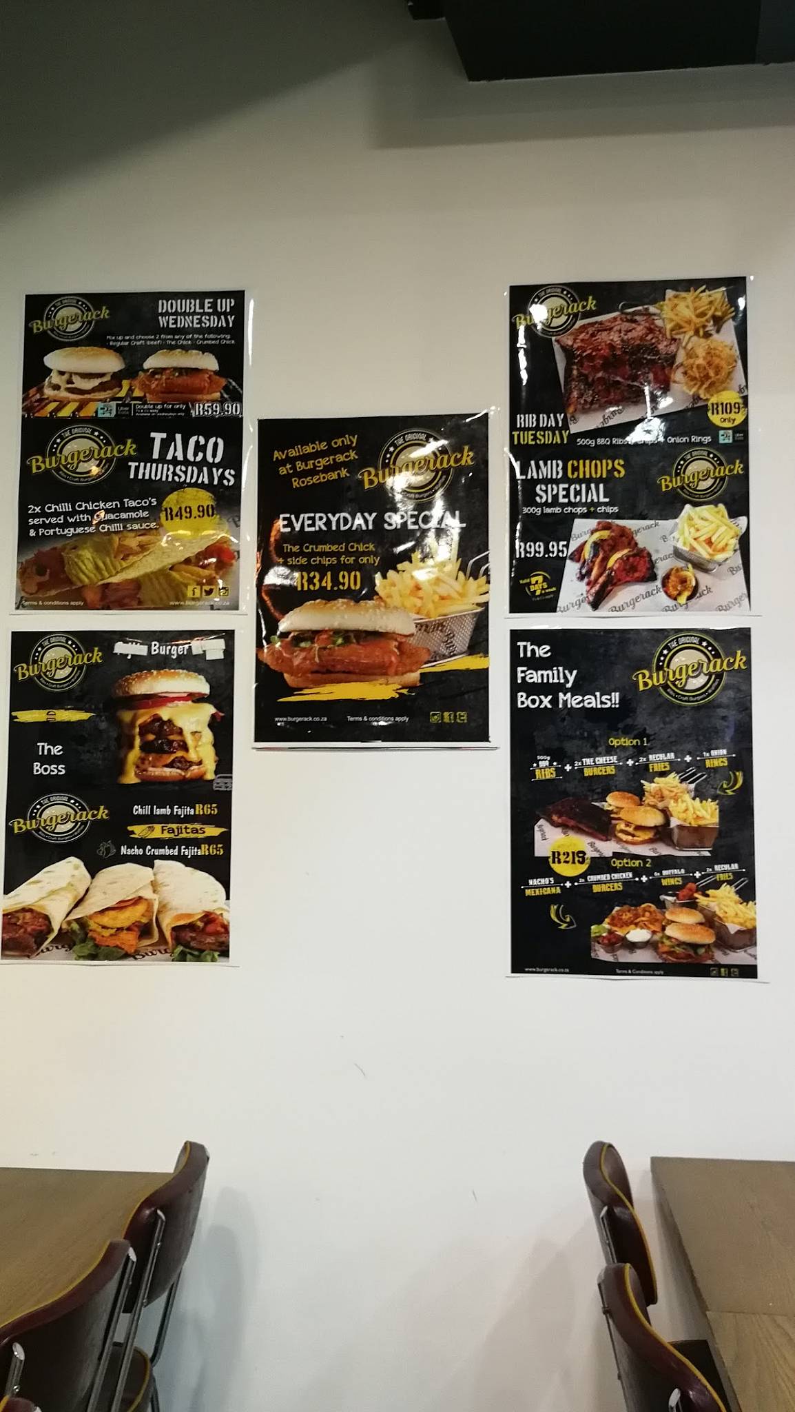 Speisekarte von Burgerack - The Zone restaurant, Johannesburg