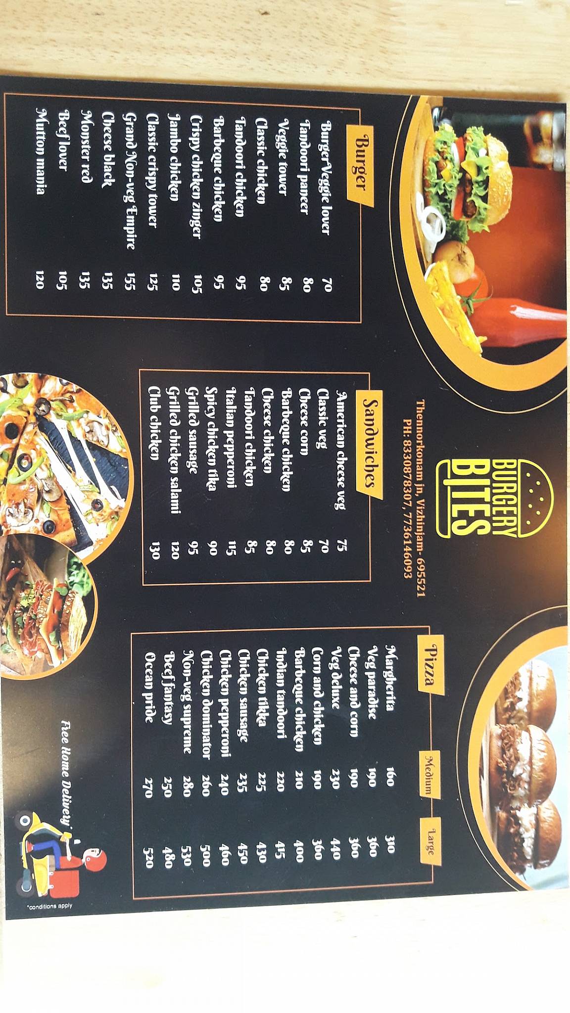 Menu at Burgery Bites, Thiruvananthapuram