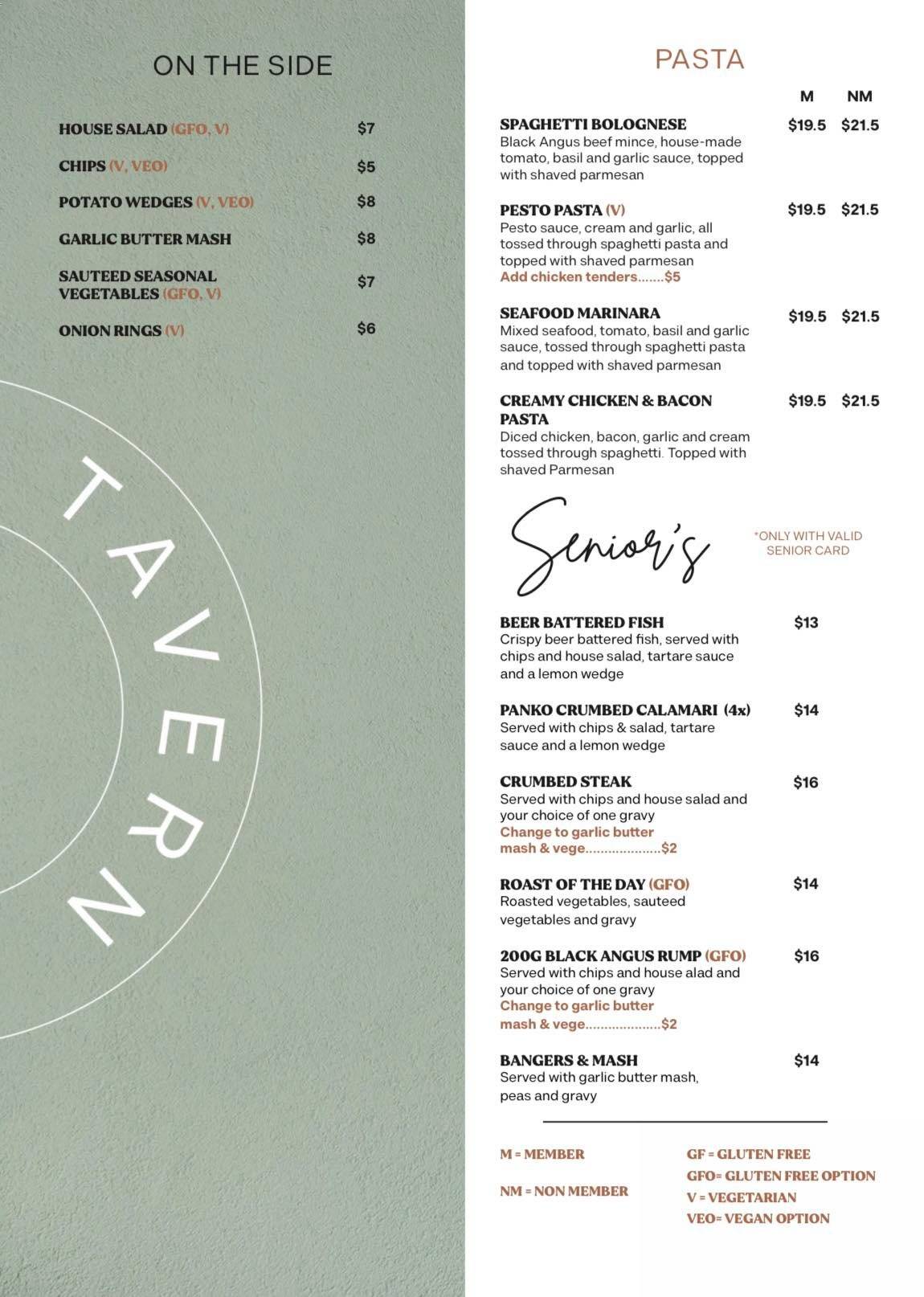 Menu at Burpengary Tavern pub & bar, Burpengary