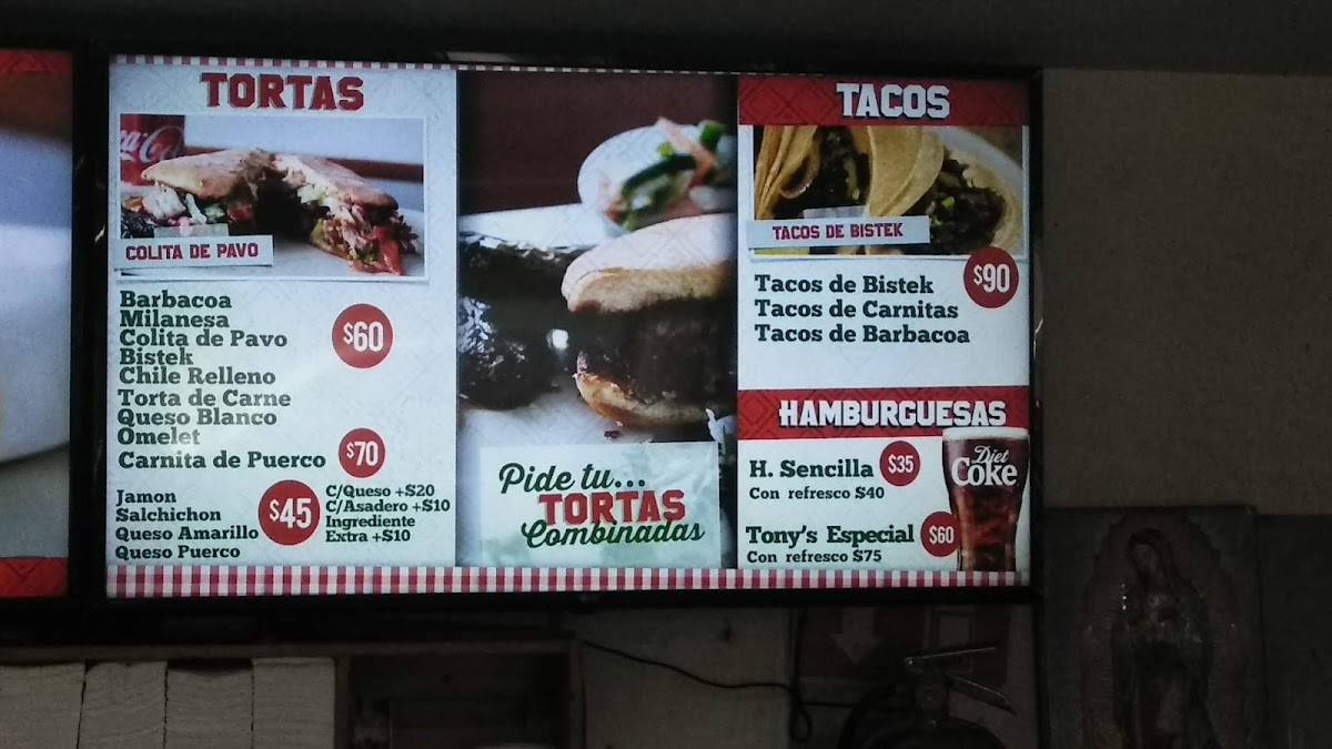 Carta del restaurante Burritos Tony, Ciudad Juarez, G. M. Solis 315