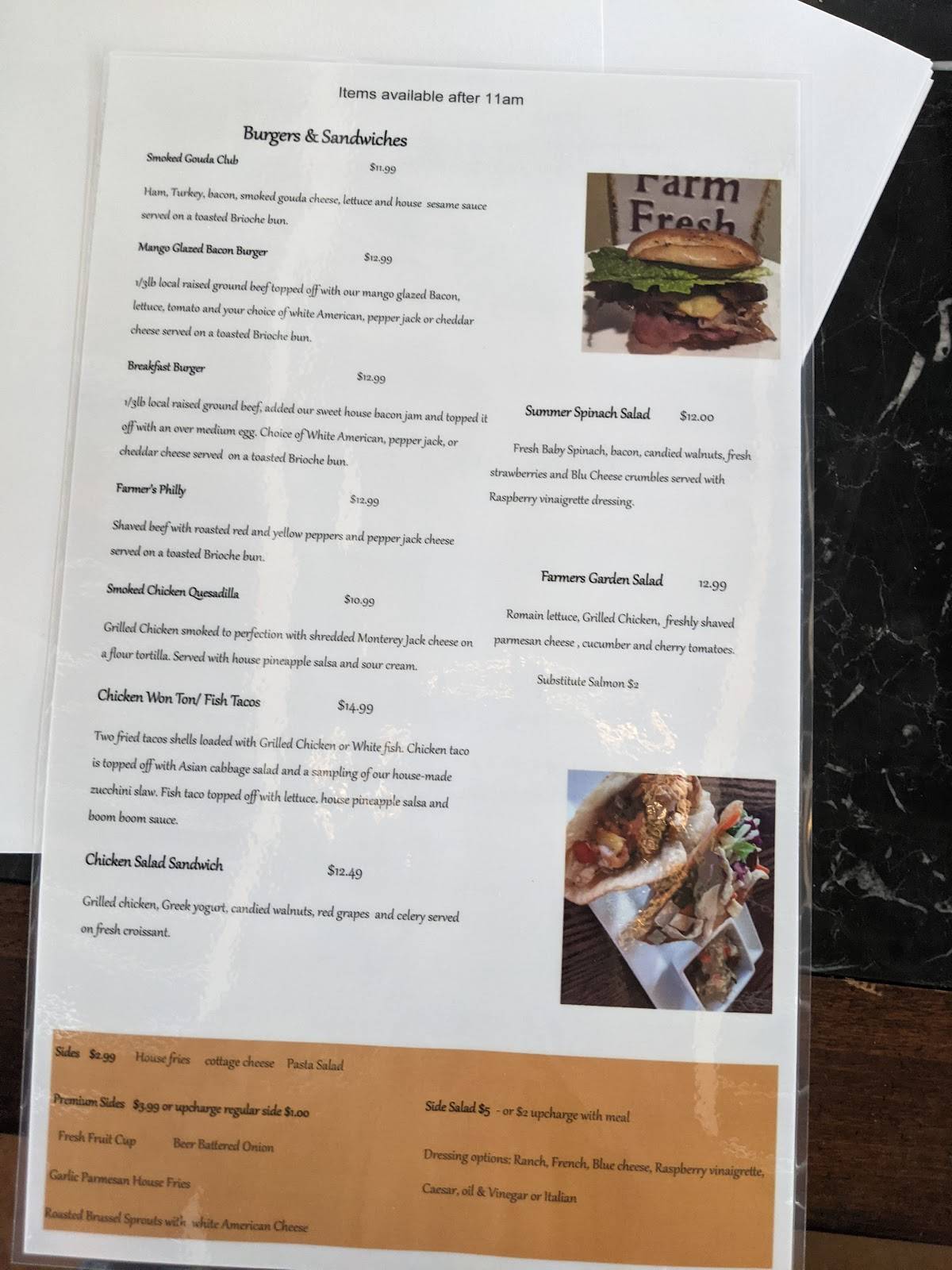 Menu at Burton's Farmhouse restaurant, Paoli, IN-37