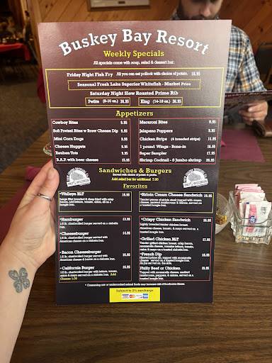 Menu at Buskey Bay Resort pub & bar, Iron River