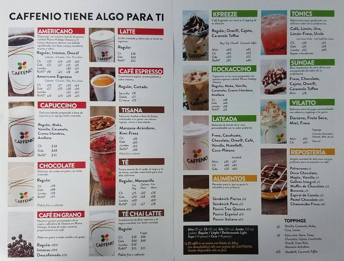 Carta del café CAFFENIO Juventud, Chihuahua