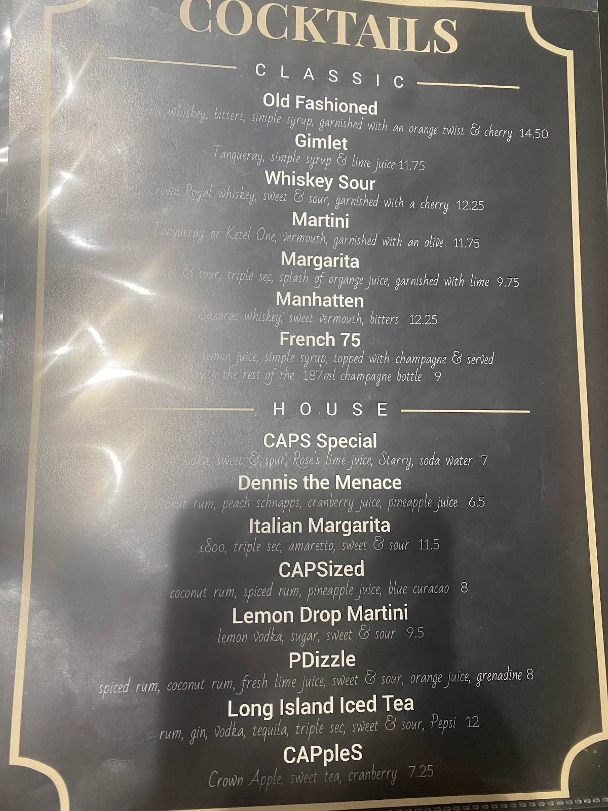 Menu at CAPS Steakhouse, Mannford, 68 Industrial Dr