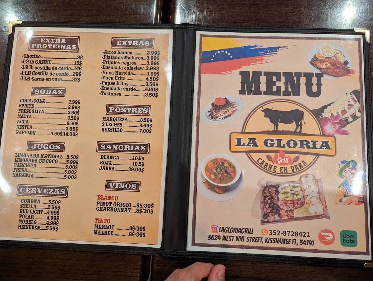 Carta del restaurante CARNE EN VARA LA GLORIA GRILL, Kissimmee