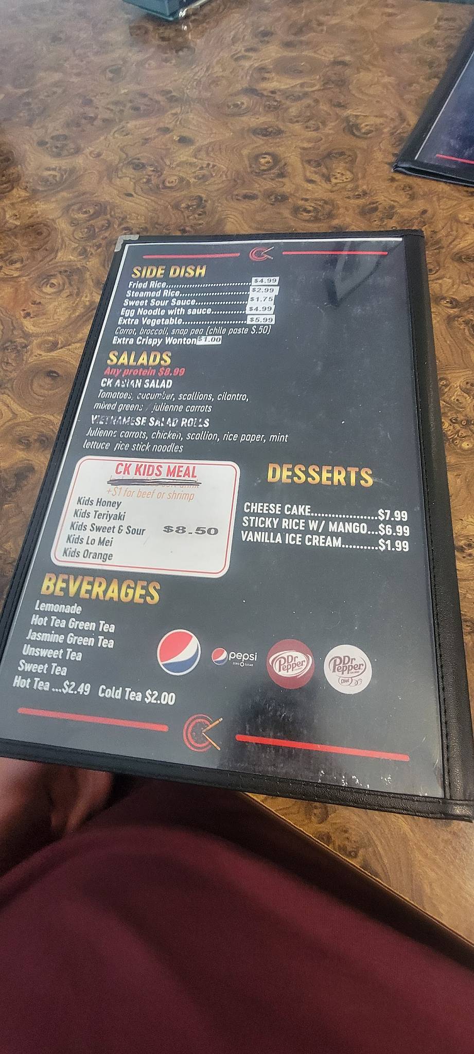Carta del restaurante CK’s Kitchen, Emory