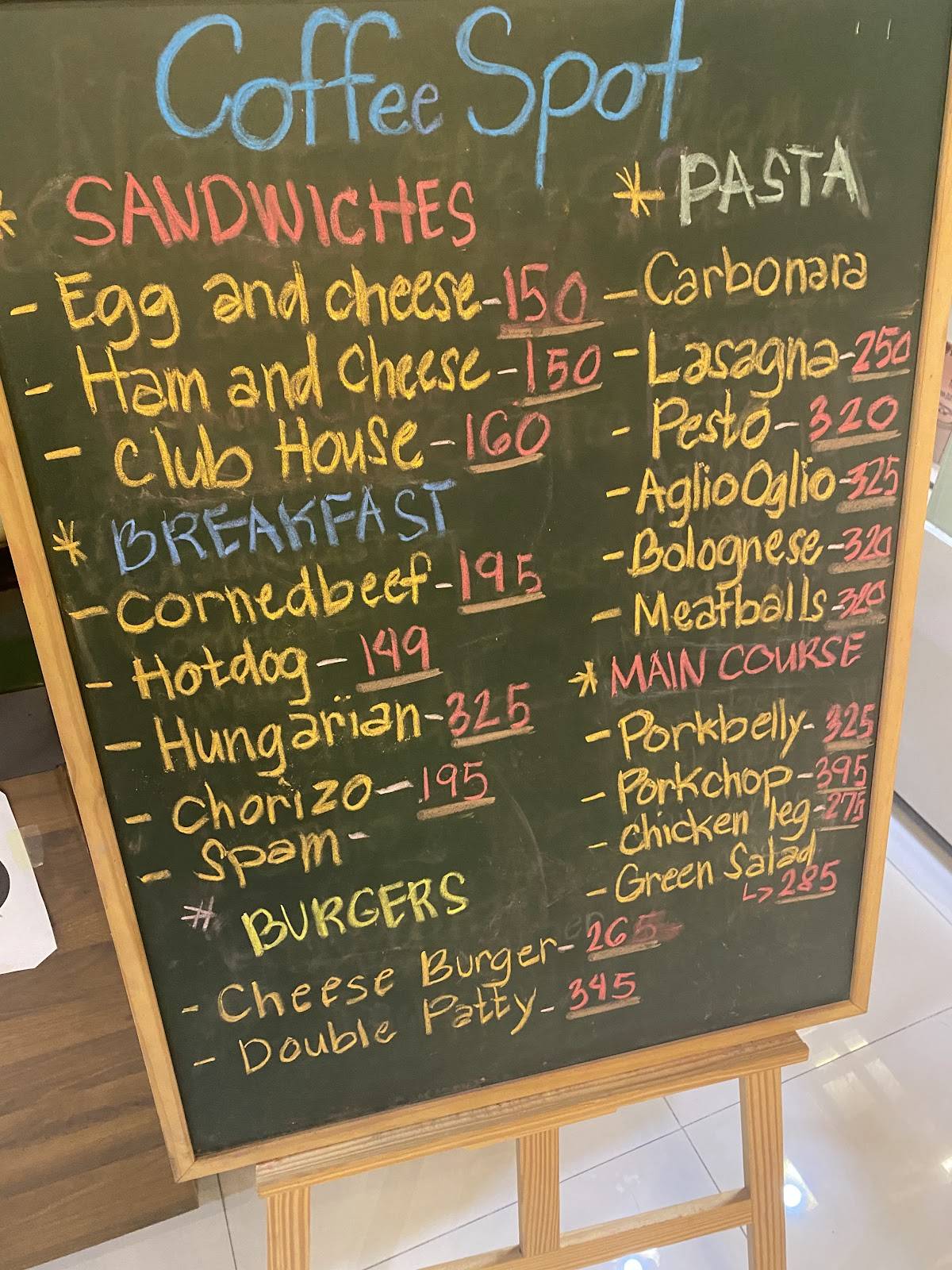 Menu at COFFEE SPOT - MANGO CEBU, Cebu City