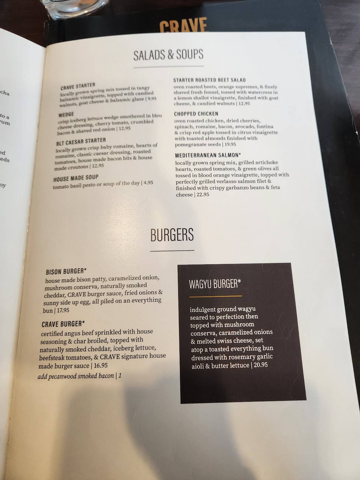 Menu at CRAVE American Kitchen & Sushi Bar (Hilton Garden Inn - Sioux ...