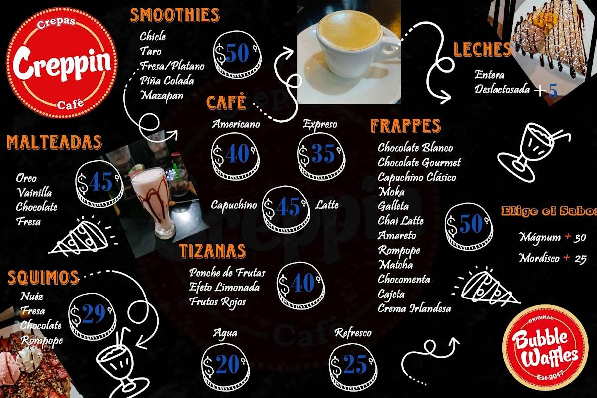 Carta de CREPAS & CAFÉ, CREPPIN, San Juan del Río