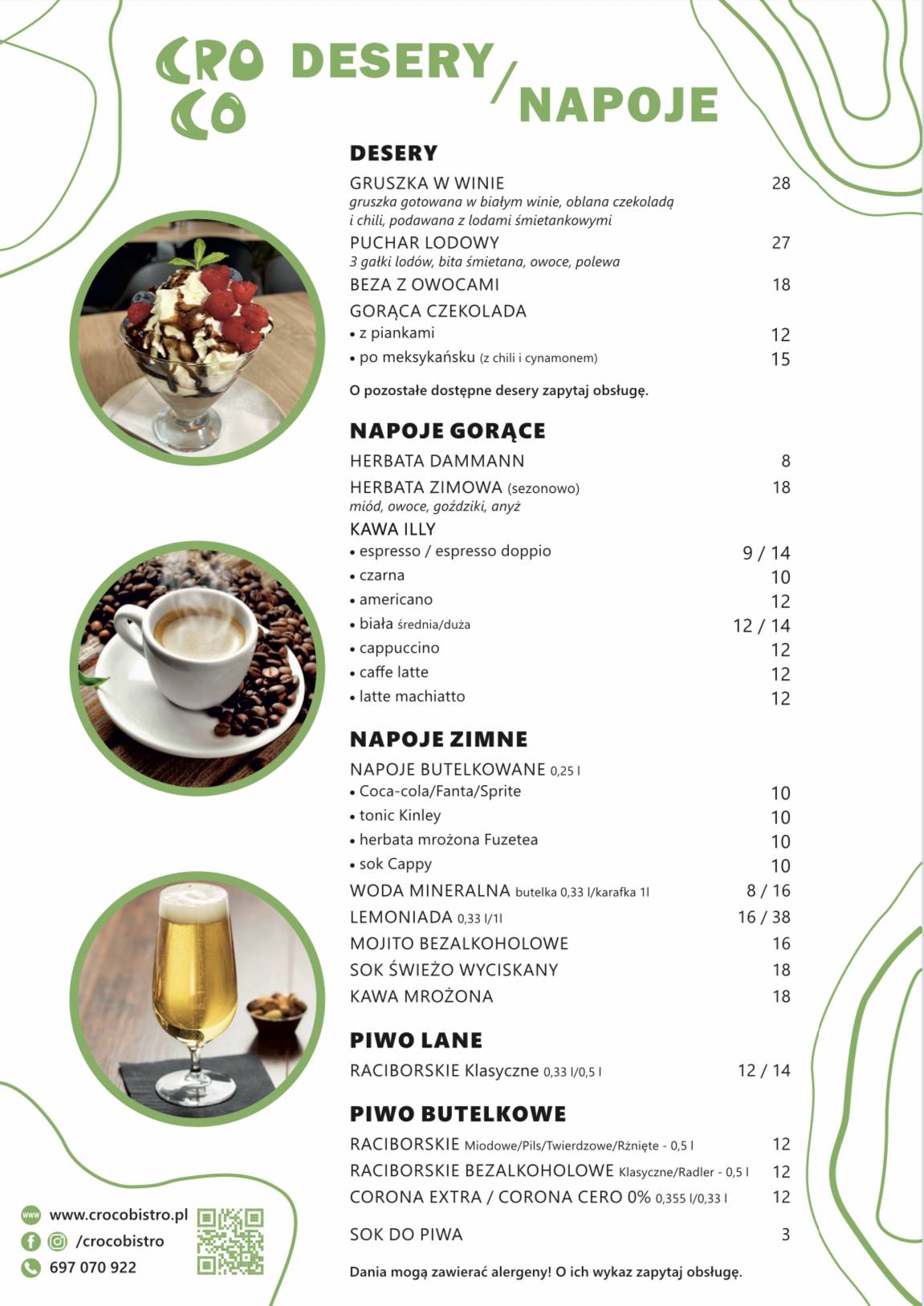 Menu at CROCO bistro restaurant, Chudów