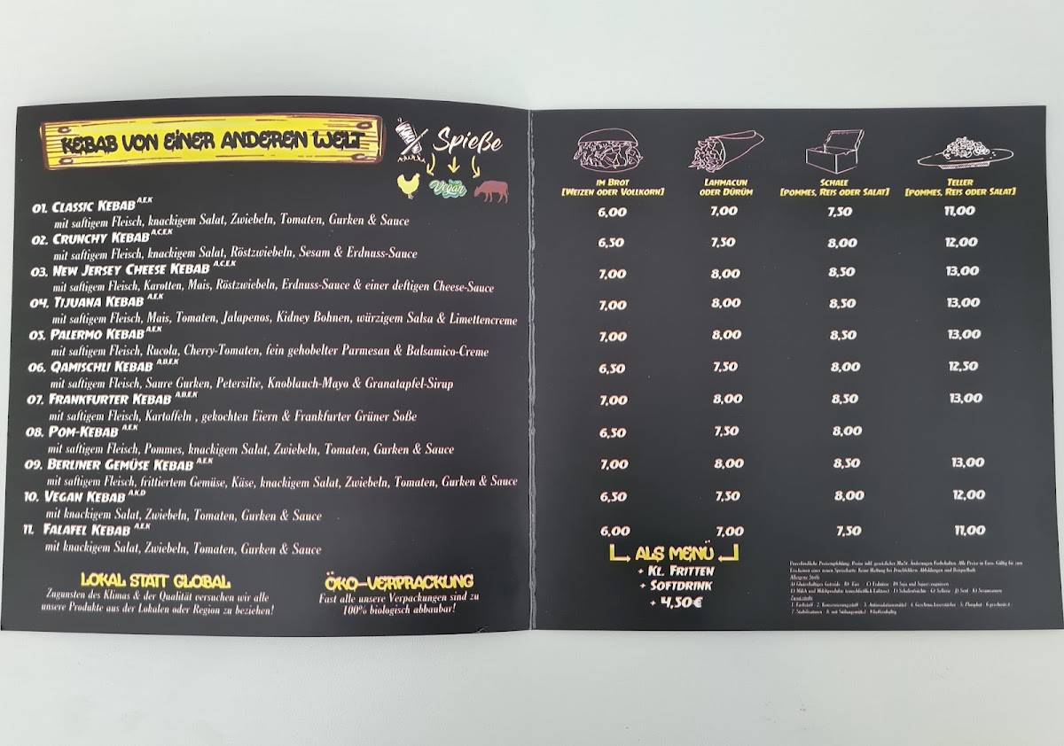 Speisekarte von CRUNCHY KEBAB, Kassel