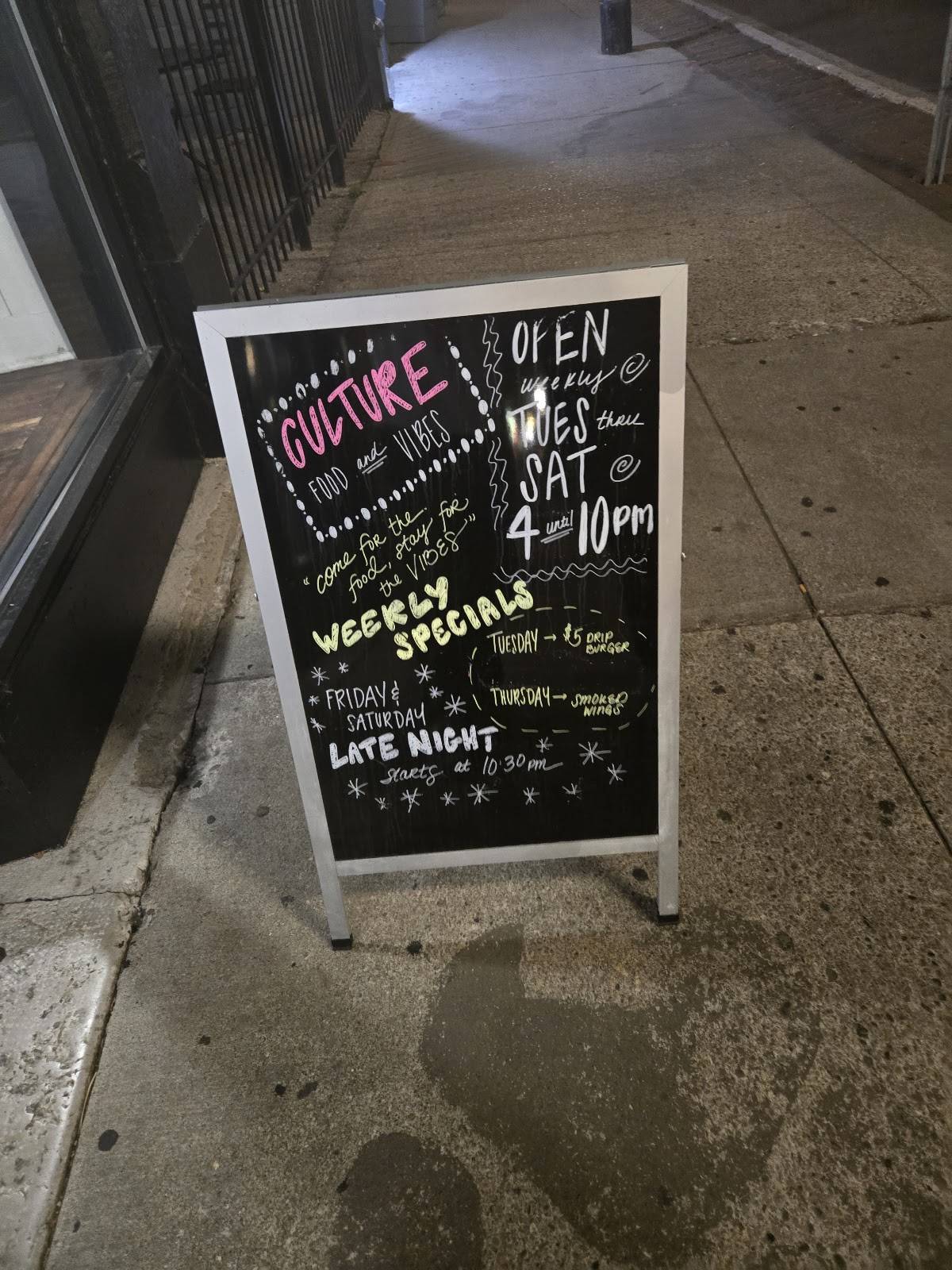 Menu at CULTURE restaurant, Dayton