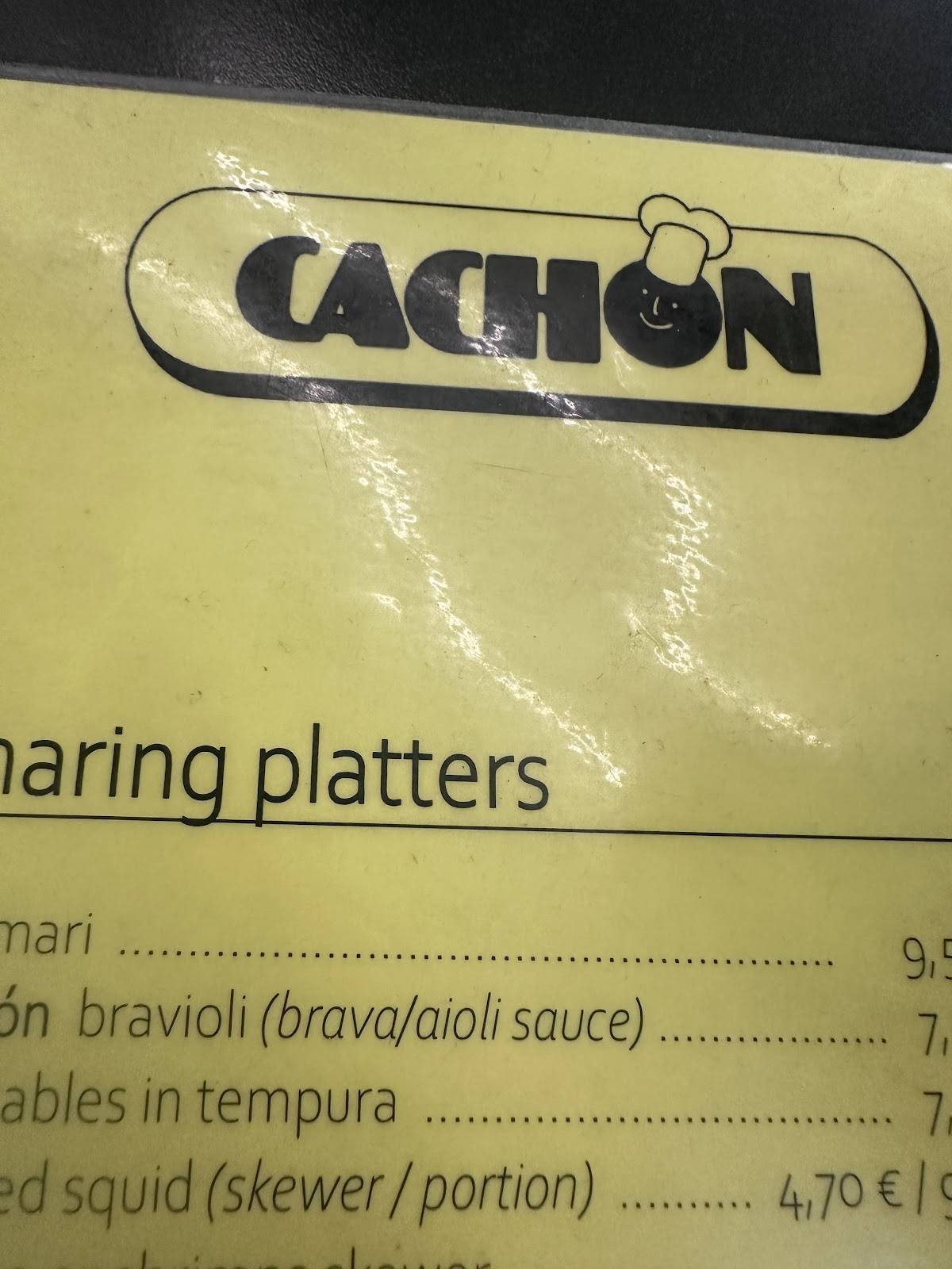 Carta del pub y bar Cachón, San Sebastián