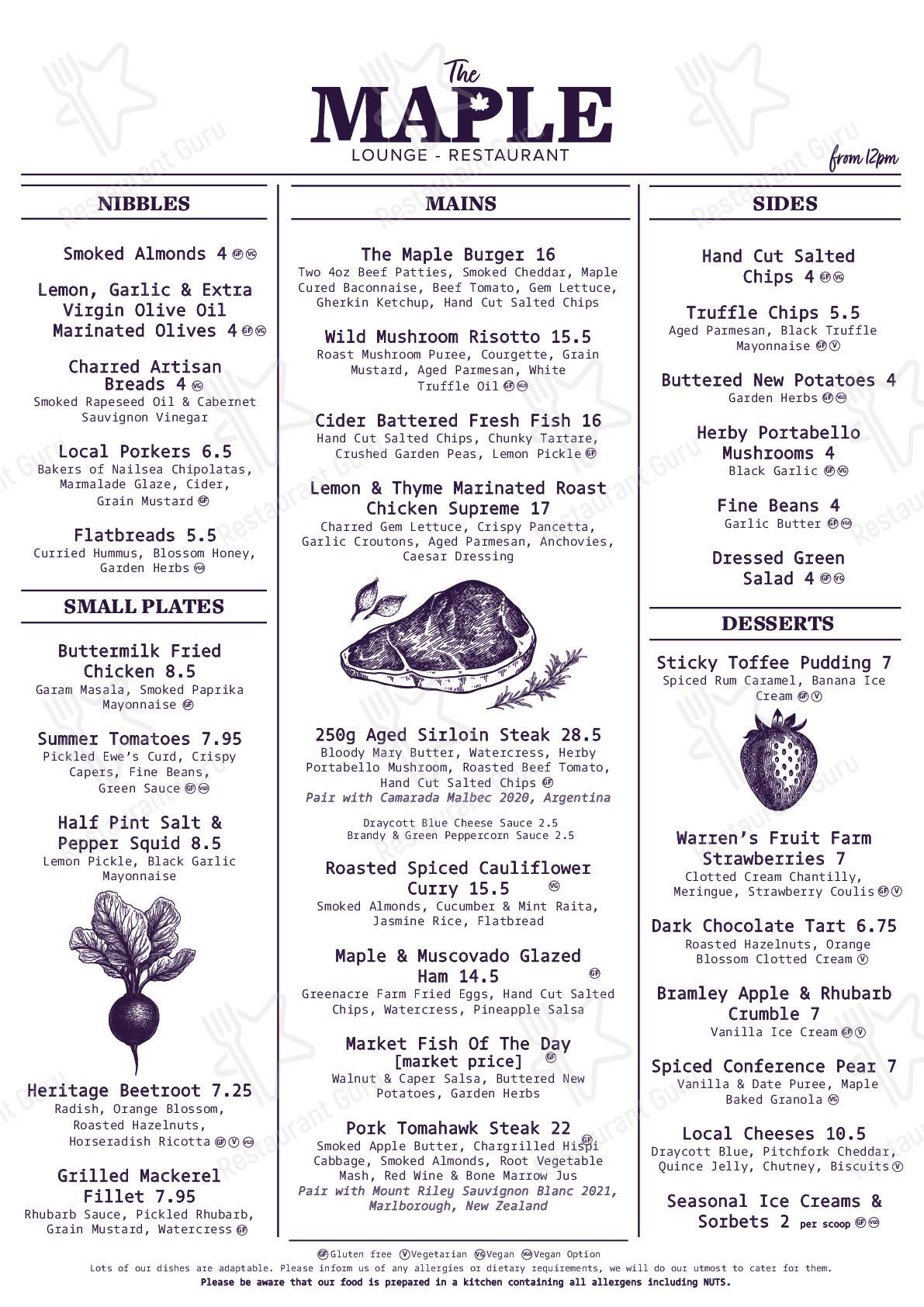 Menu at The Park Restaurant at Cadbury Garden Centre, Bristol