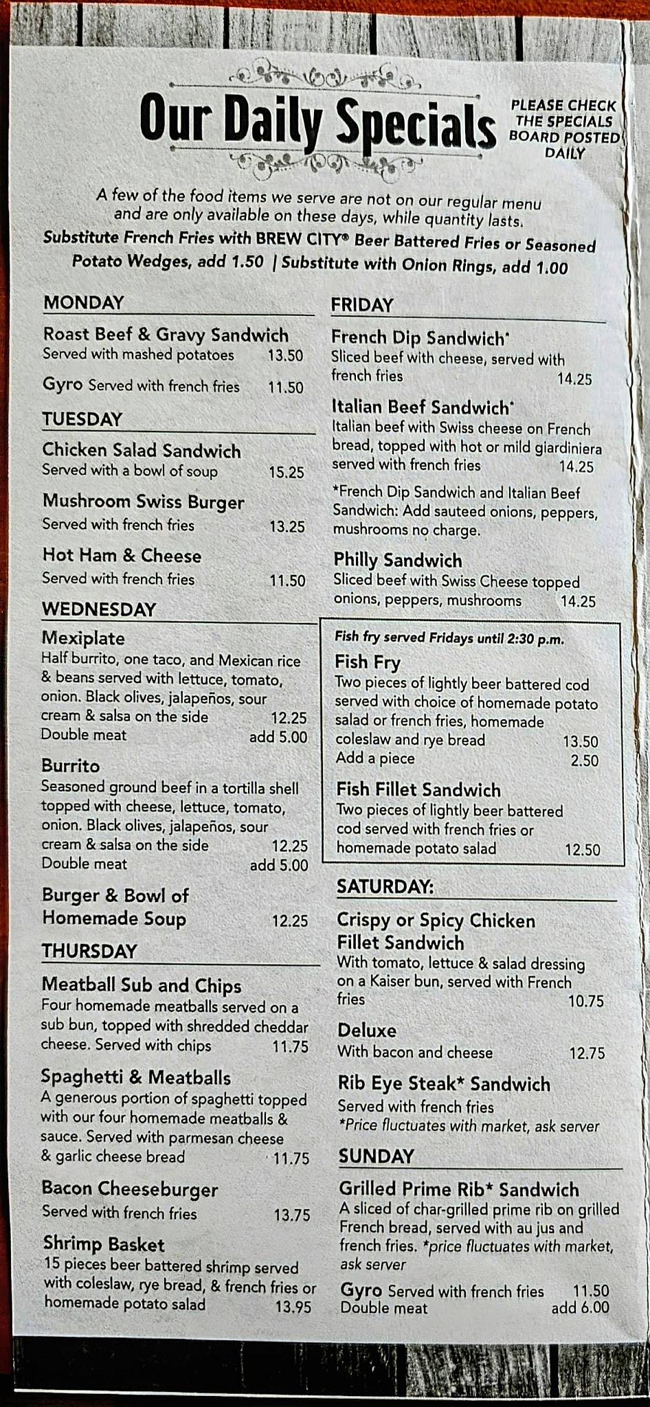 Menu at Caddy Shack pub & bar, Pardeeville, 138 N Main St