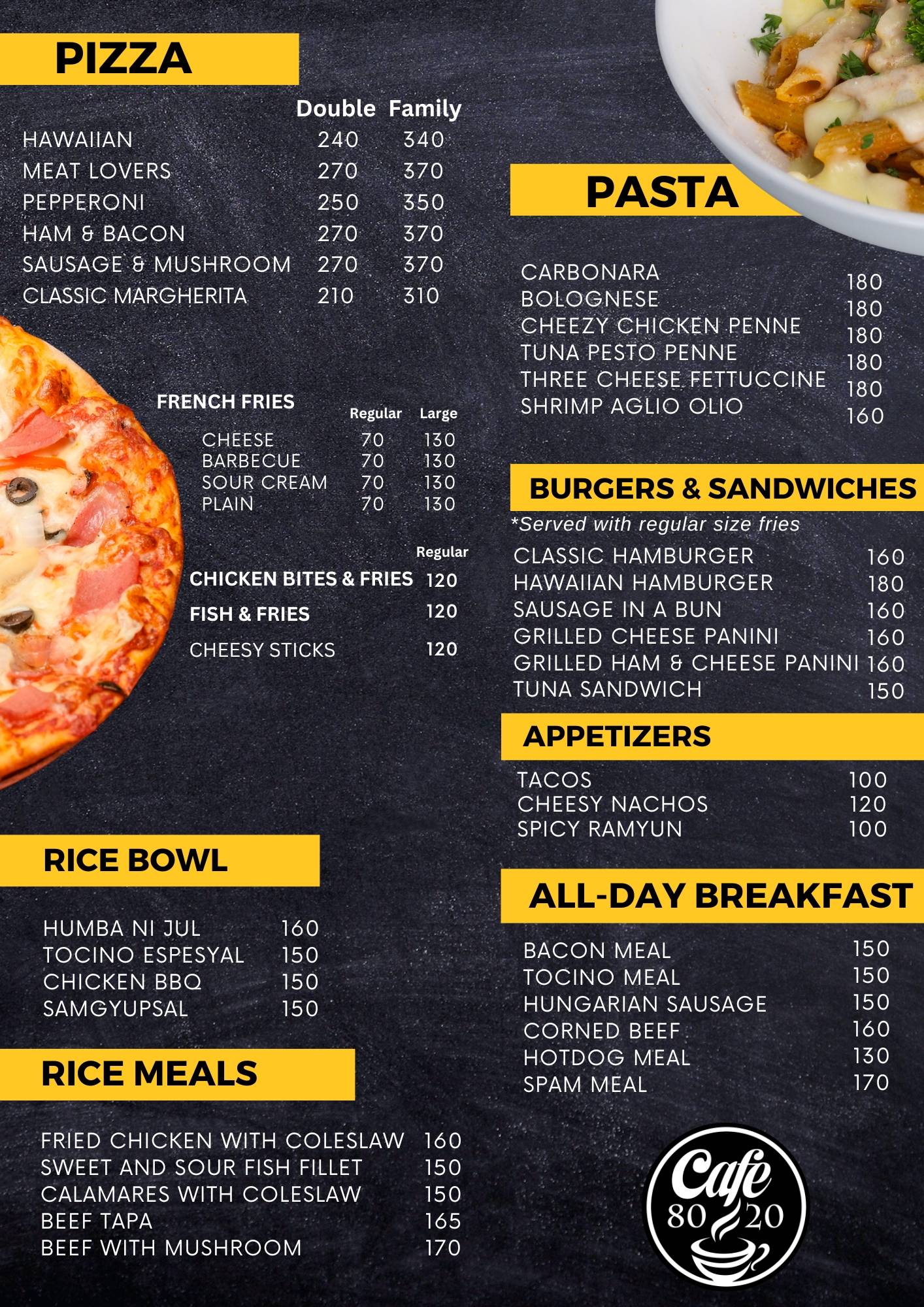 Menu at Cafe 8020, Liloan