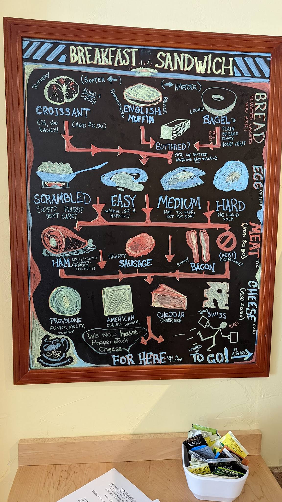 Menu at Adam's Corners Cafe, Ithaca