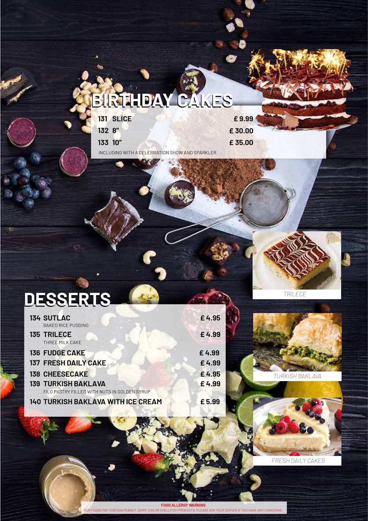 Menu at Anar Turkish BBQ Restaurant, Liverpool