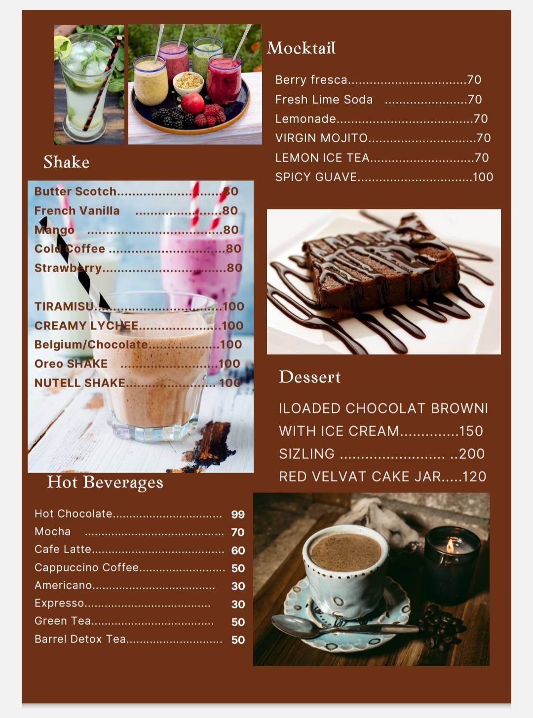 Menu at Barrel cafe, Vasai