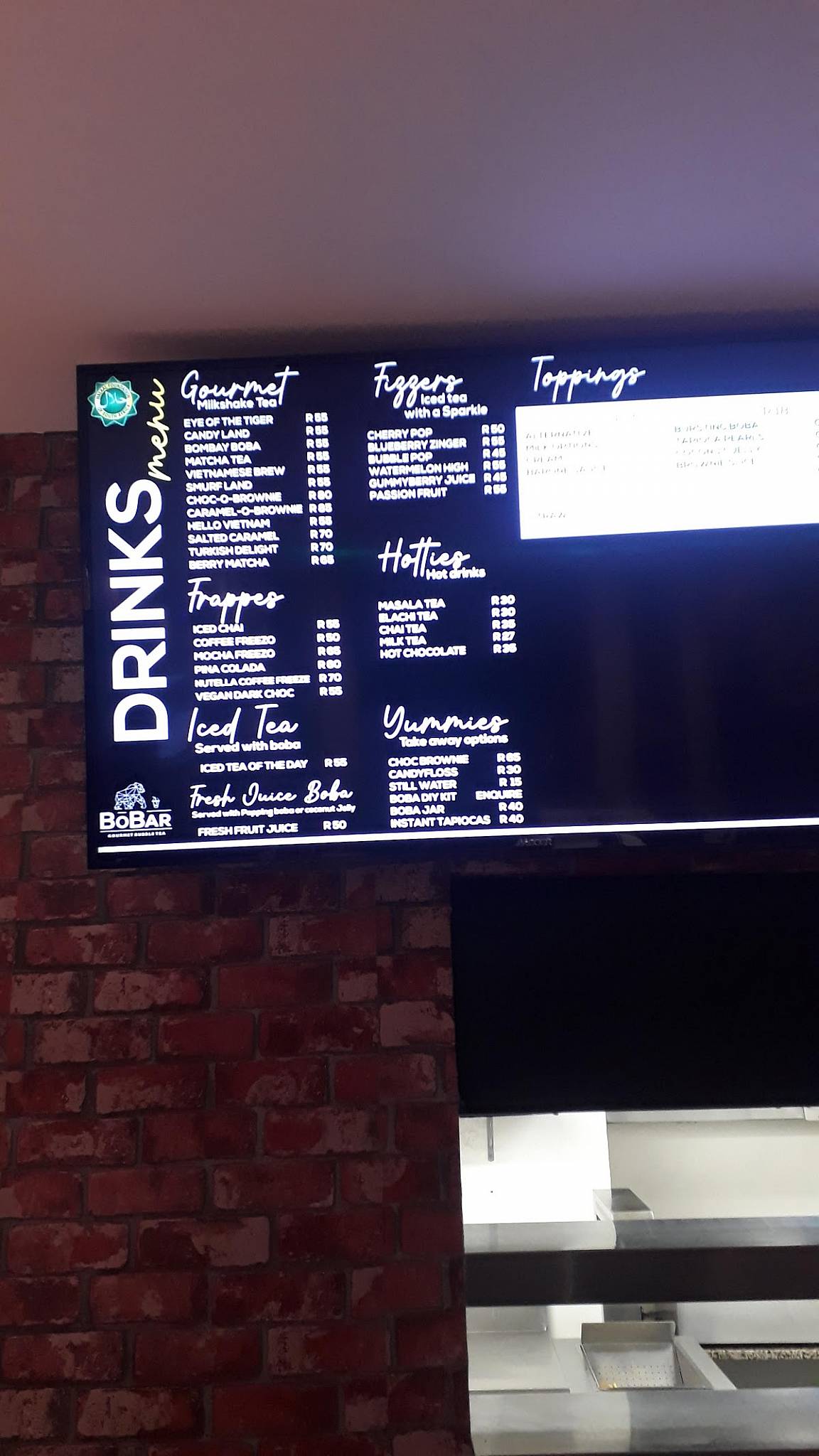 Menu au StarBuds -Florida Road café, Durban