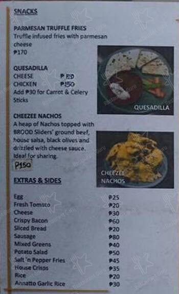 Menu at Brood Coffee Workspace + Community cafe, Quezon City