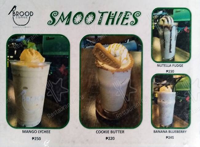 Menu at Brood Coffee Workspace + Community cafe, Quezon City