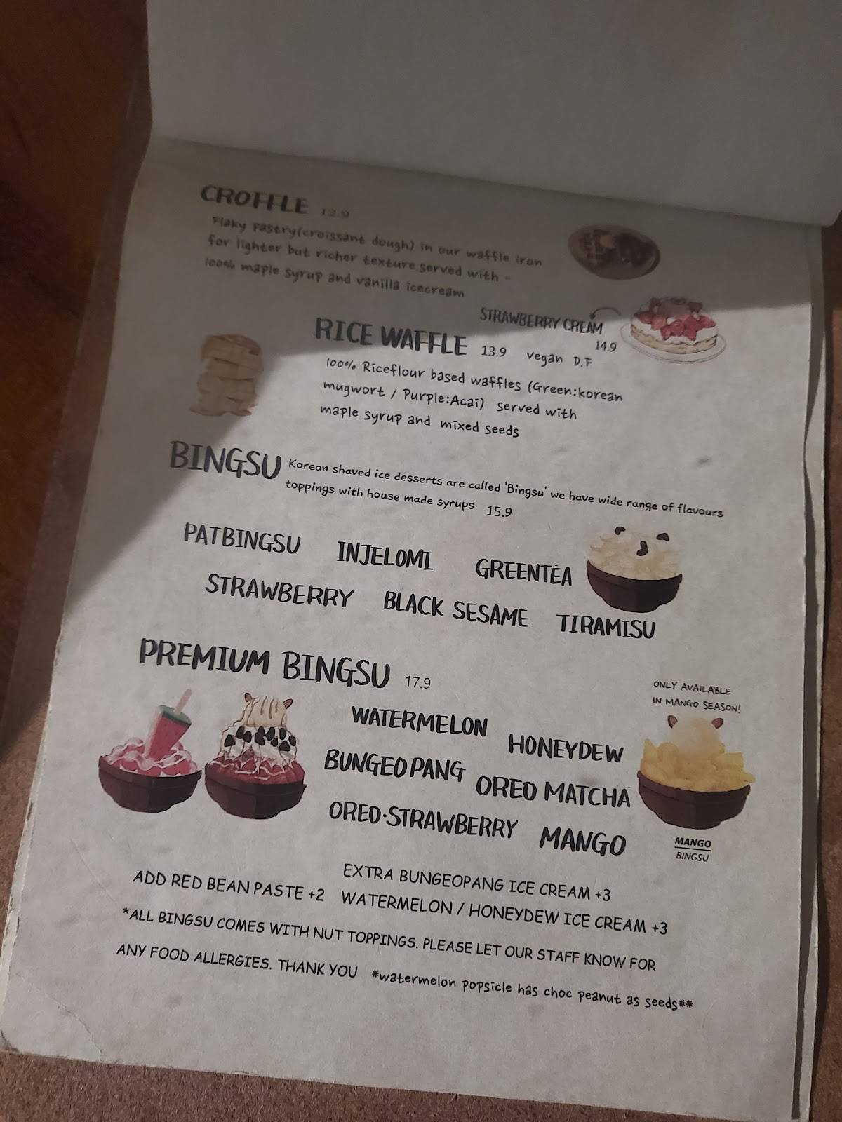 Menu at Brown Spoon Victoria Park cafe, Victoria Park