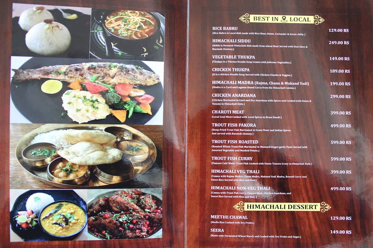 Menu at Cafe Buransh Bir Billing, Bir