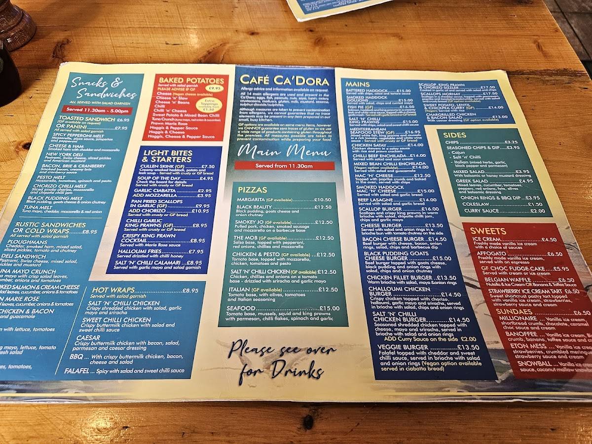 Menu at Cafe Ca'Dora, Tarbert