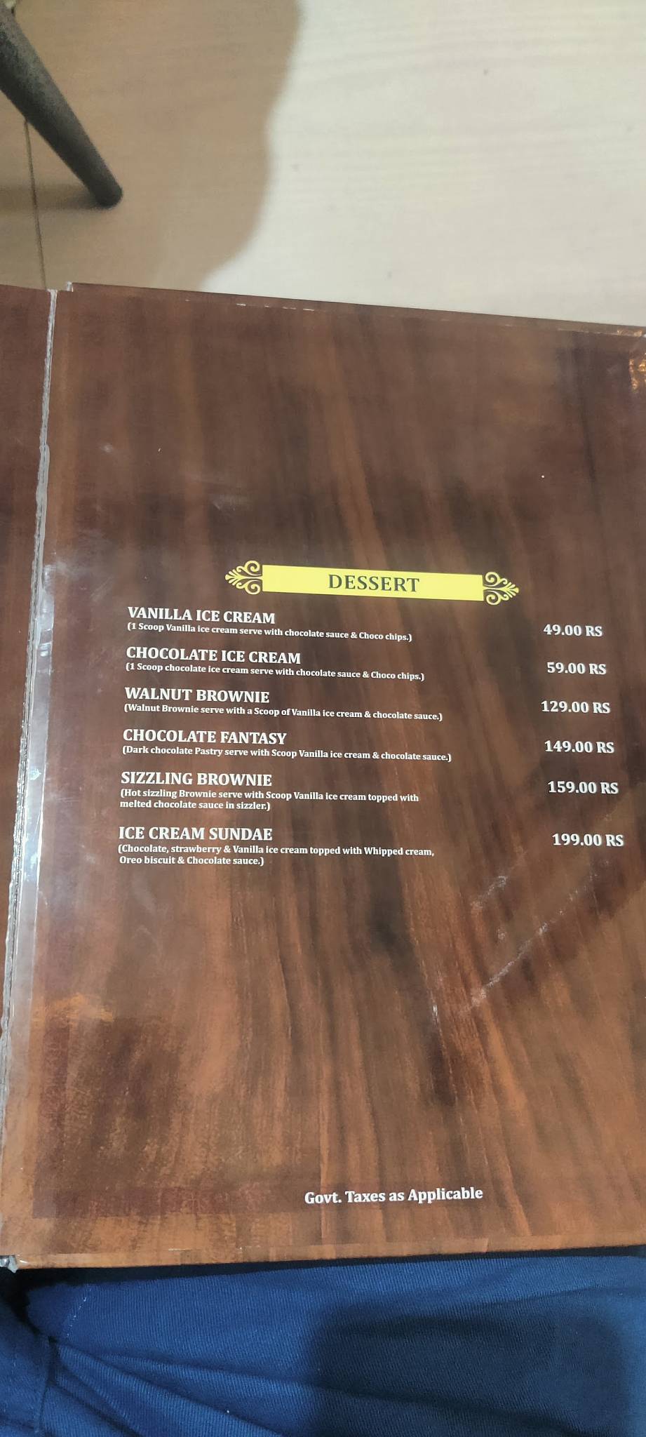 Menu at Cafe Buransh Bir Billing, Bir