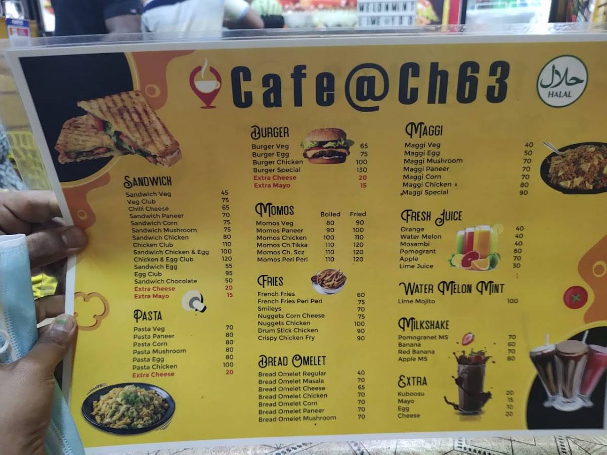 Menu at Cafe@Ch-63, Chennai