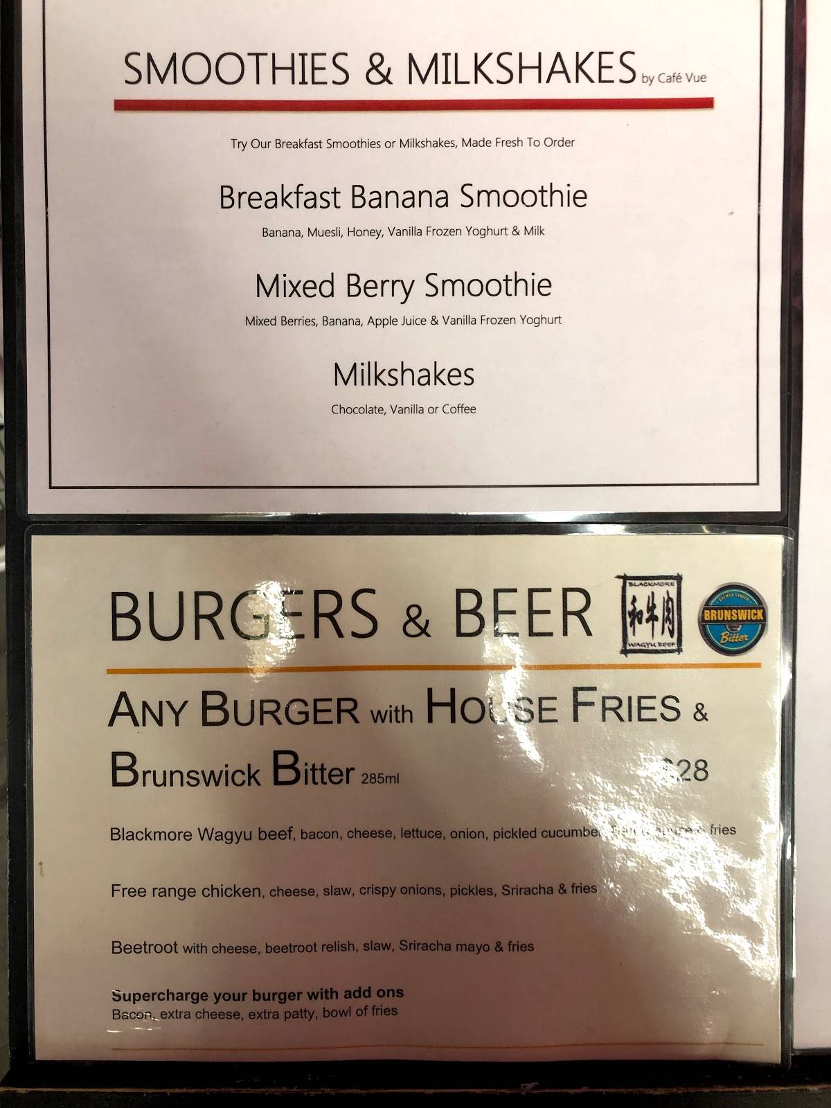 Menu at Cafe Sol, Melbourne Airport