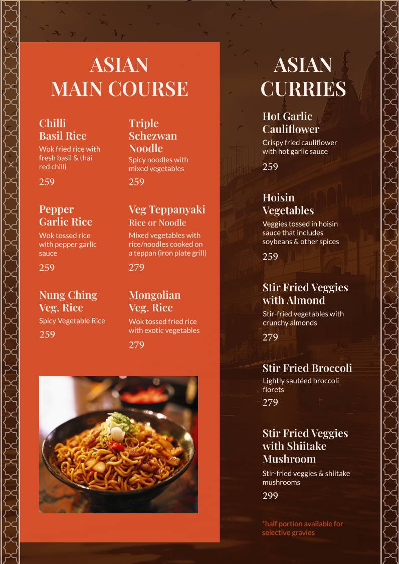 Menu at Cafe Varanasi, Coimbatore