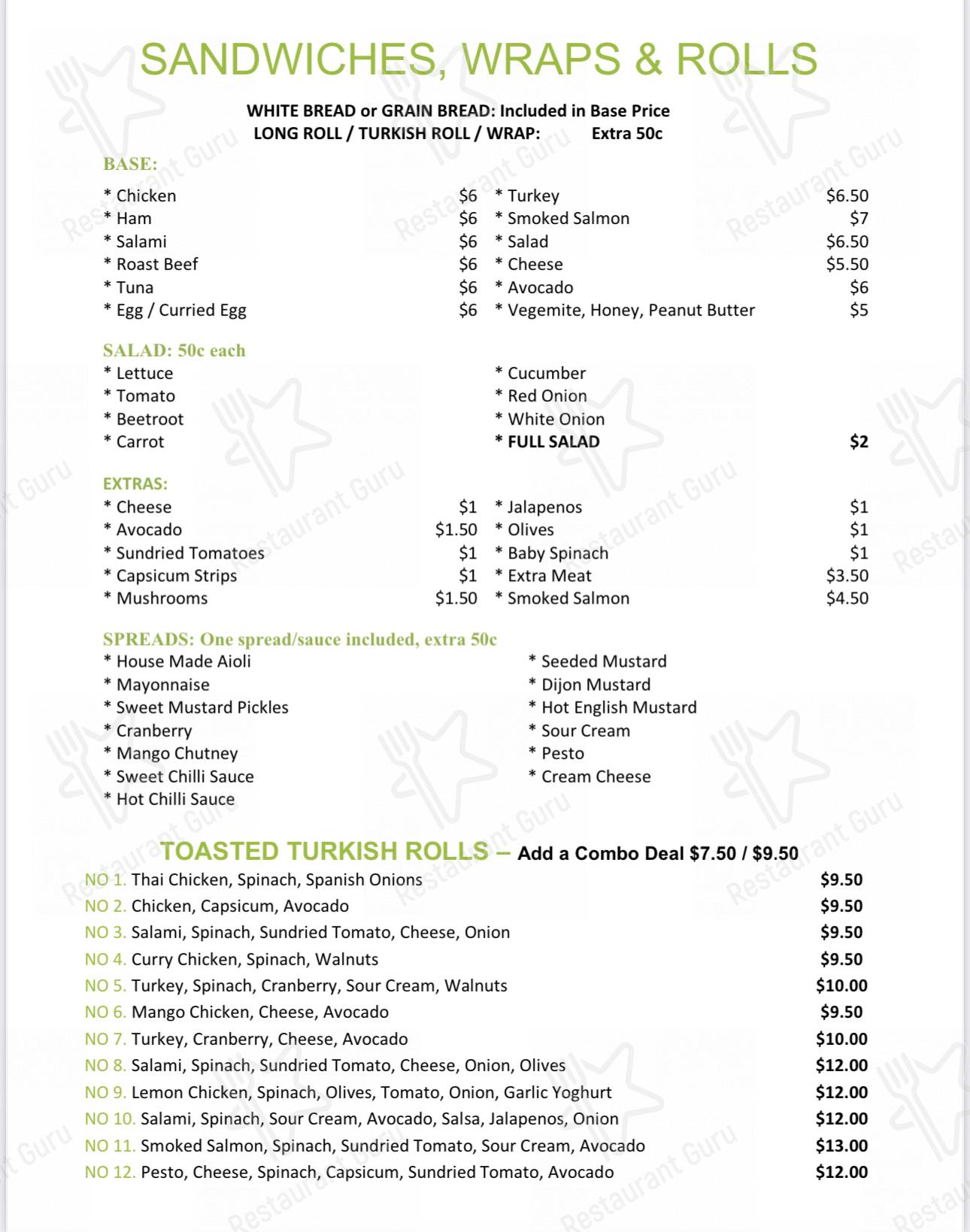 Menu at Chews on Hughes cafe, Batemans Bay