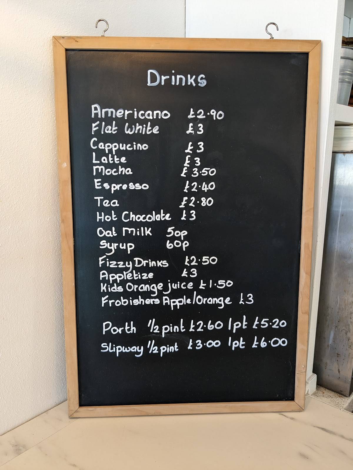 Menu at Cove Cafe, Hayle