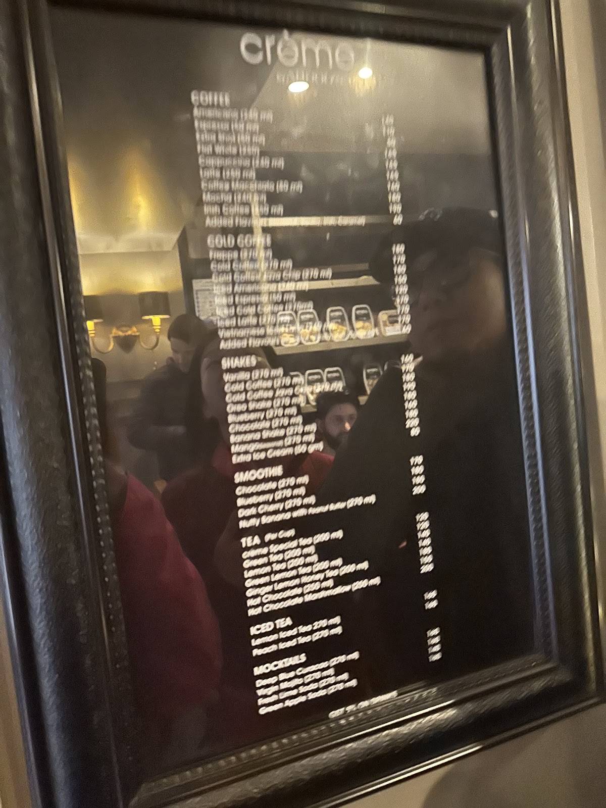Menu at Crème by Ahdoos, Srinagar