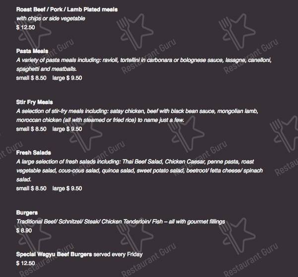 Menu at Da Moose Cafe, Altona